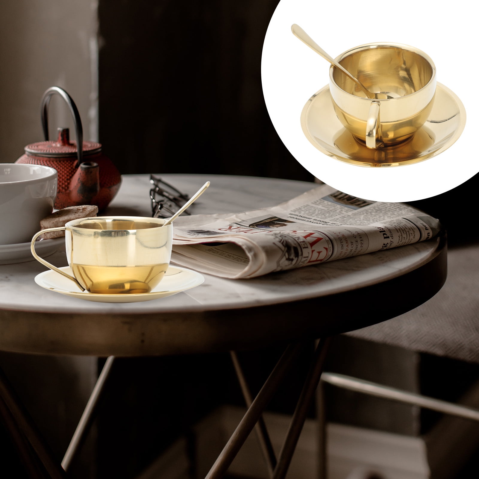 PAMINGONO Modern Coffee Mug Simple Coffee Cup Set Golden 1 Set 4.13X3 ...