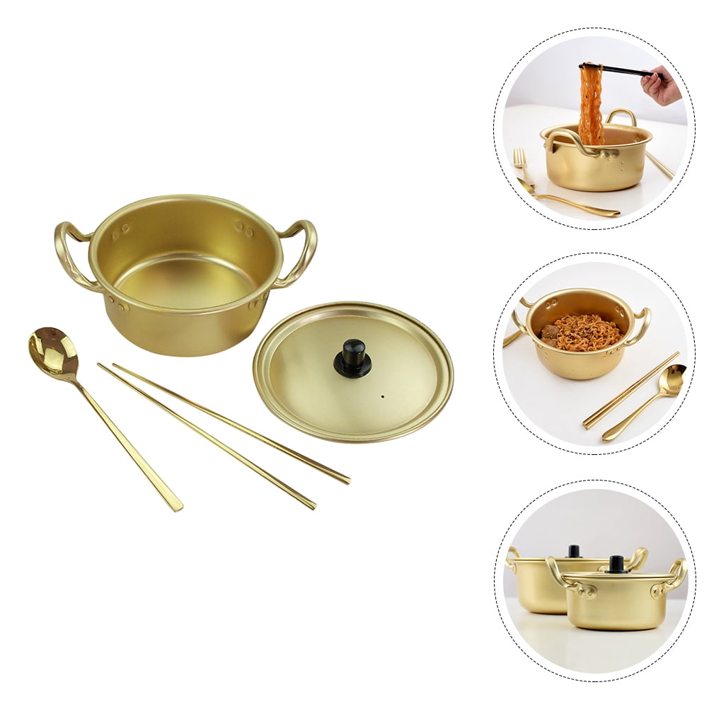 PAMINGONO Korean Style Mini Ramen Pot Golden Aluminum Anti Skid Handles ...