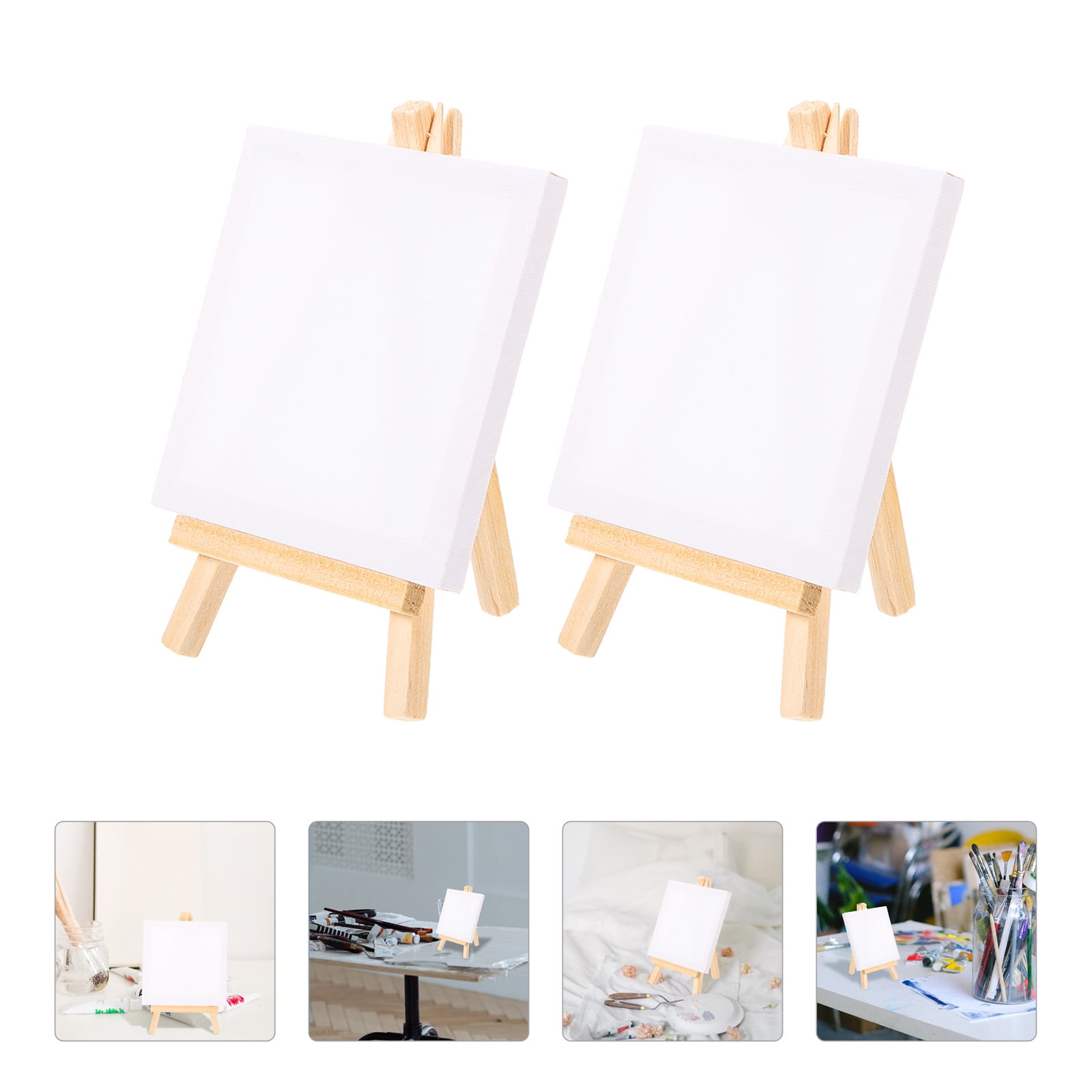 PAMINGONO 1 Set Mini Canvases for Painting White Wood Square Shape ...
