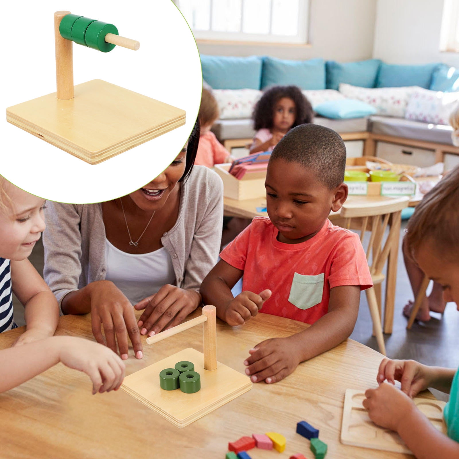 PAMINGONO 1 Set Preschool Sorting Toys Cylindrical Ring Toy Assorted ...