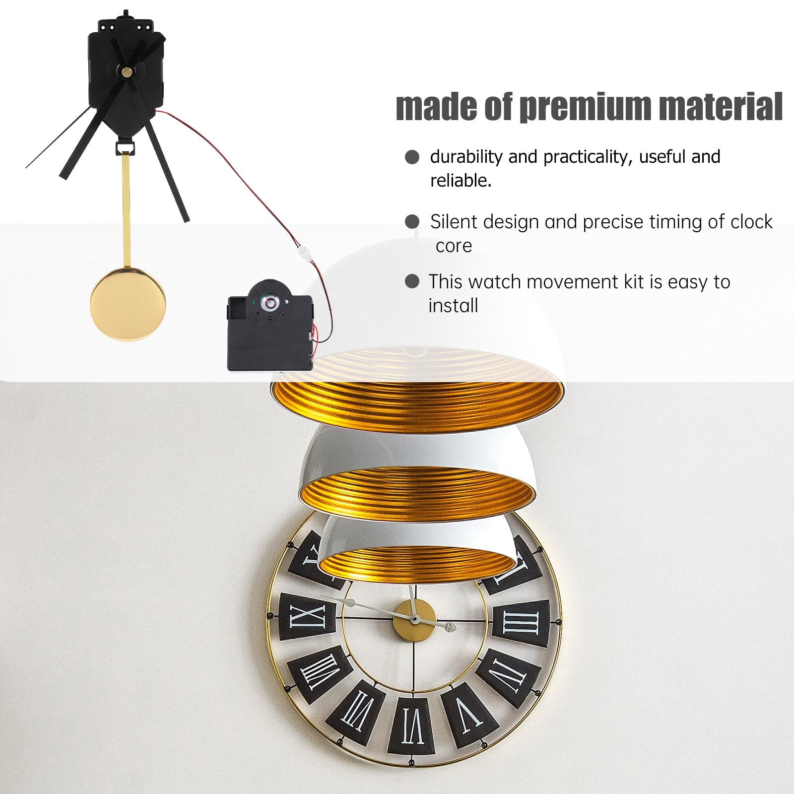 PAMINGONO 1 Set Quartz Pendulum Clock Movement for Home Decor 5.9x2.4in ...