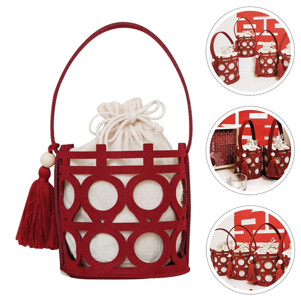 PAMINGONO 1 Set Red Felt Square present Container For Home Organization ...