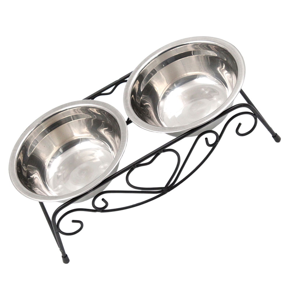 PAMINGONO 1 Set Round Dog Feeders Elevated Black Iron for Home Use ...