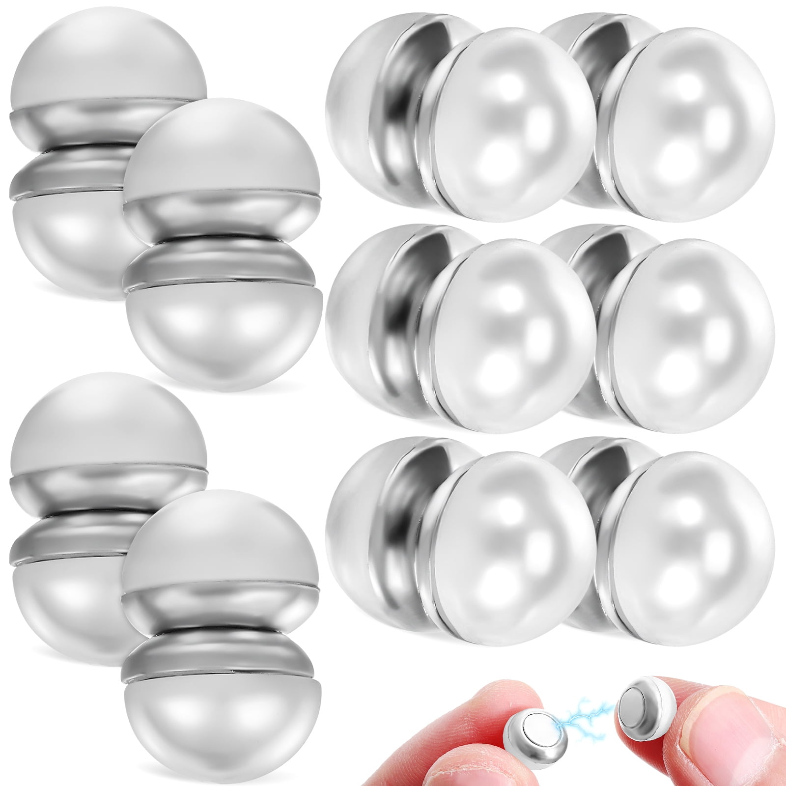PAMINGONO 10 Pairs Magnetic Pearls Flag Weights Silver Metal Pearl ...