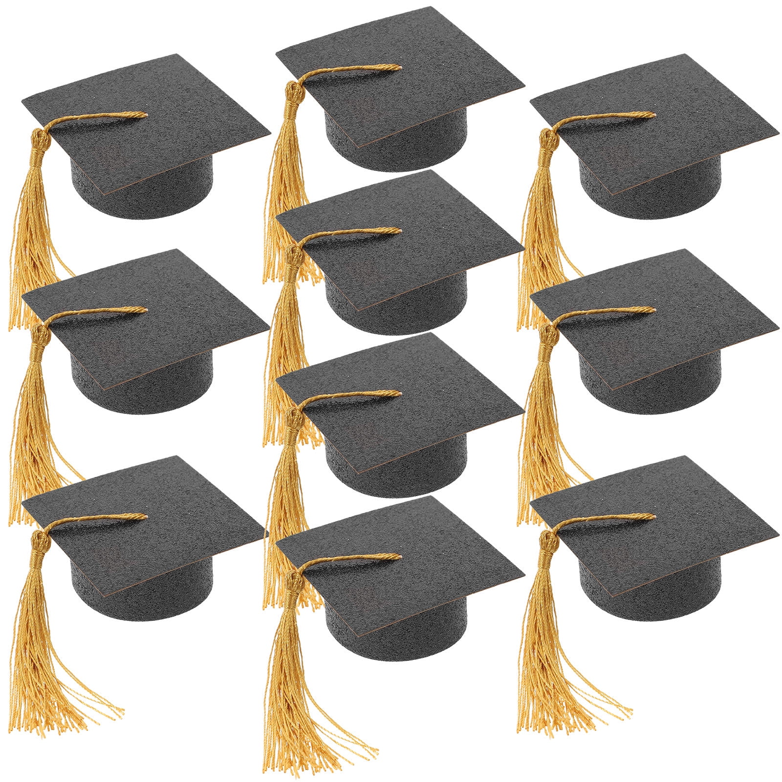 PAMINGONO Small Graduation Caps Cup Toppers Black Paper 10pcs for ...