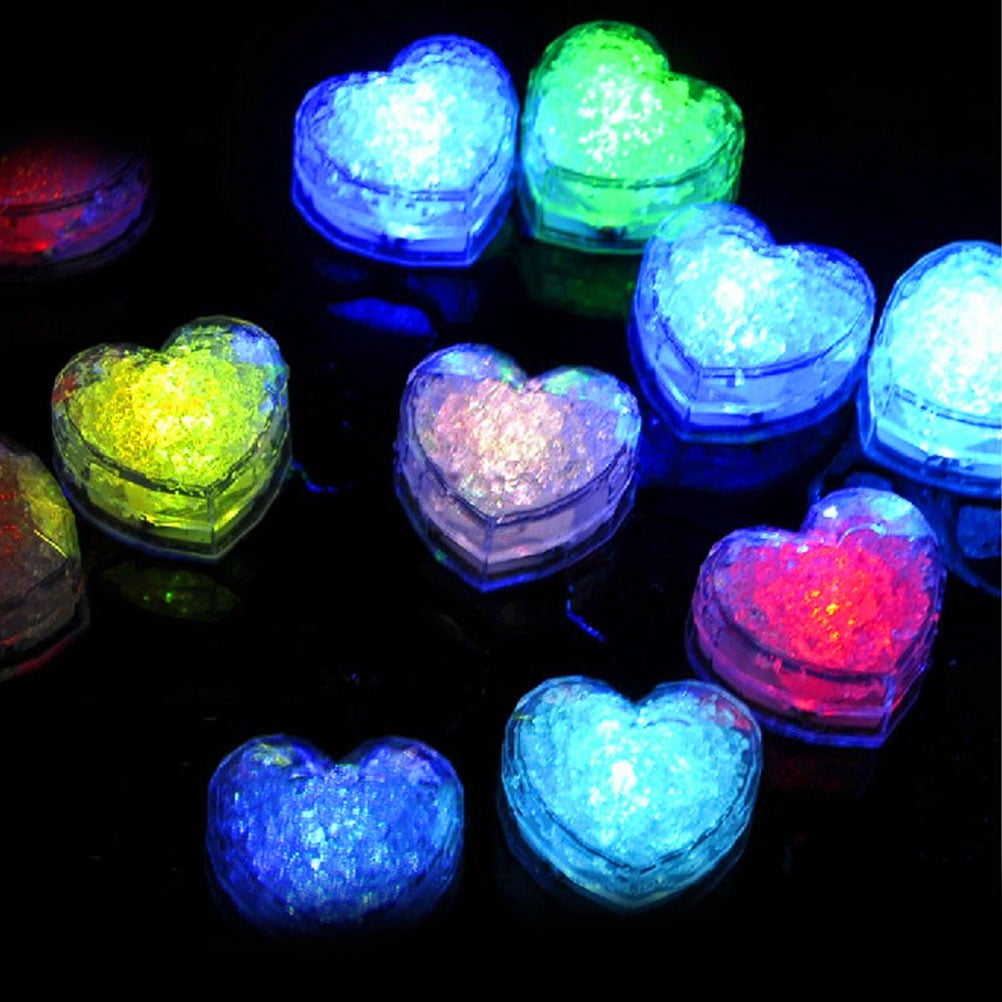 PAMINGONO 12Pcs Heart Shaped LED Ice Cube Lights for Drinking ...