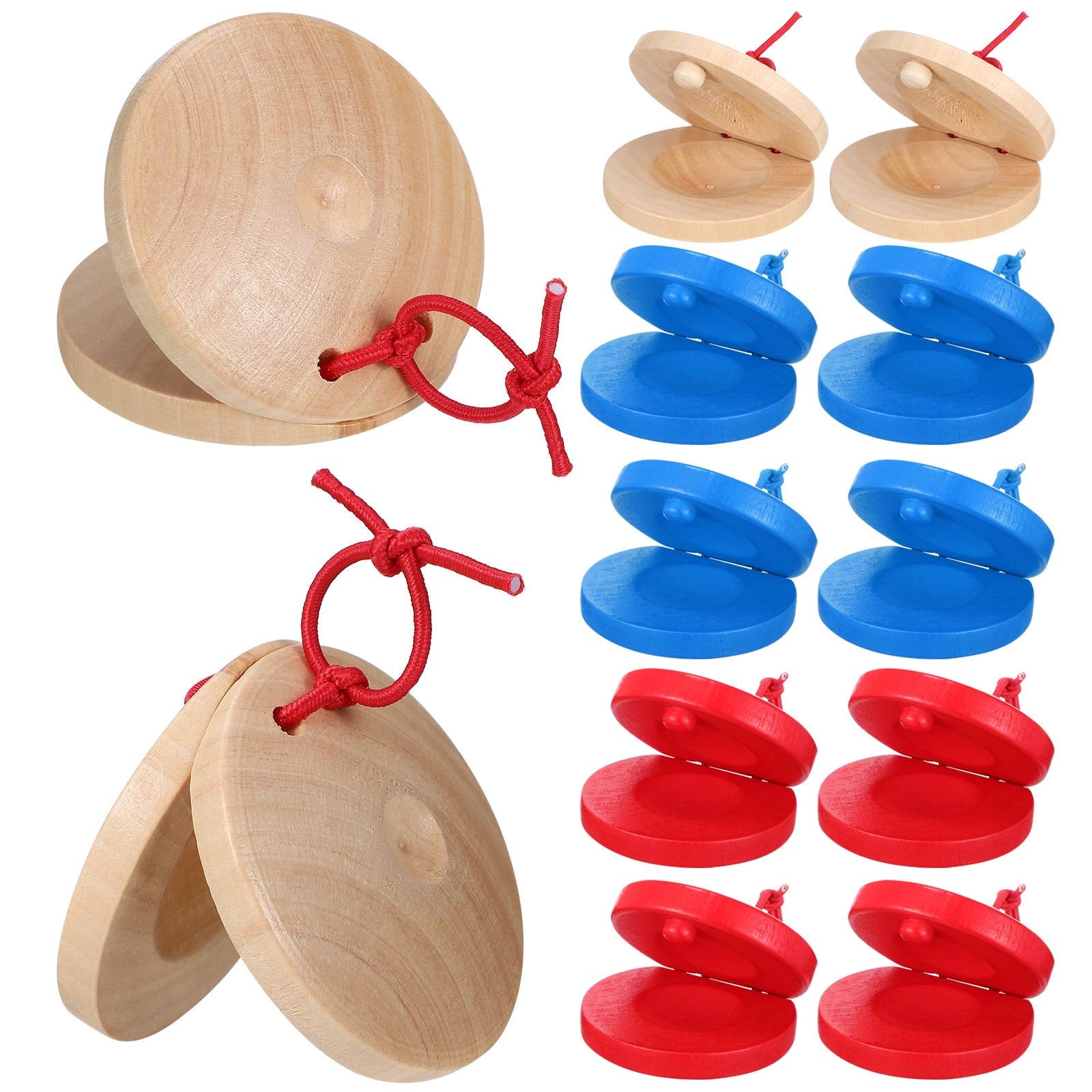 PAMINGONO 12Pcs Kids Music Instruments Natural Wood Finger Castanets ...