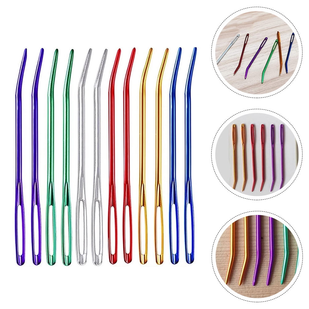 PAMINGONO 12Pcs Yarn Needle Assorted Color Curved Tip for Knitting and ...