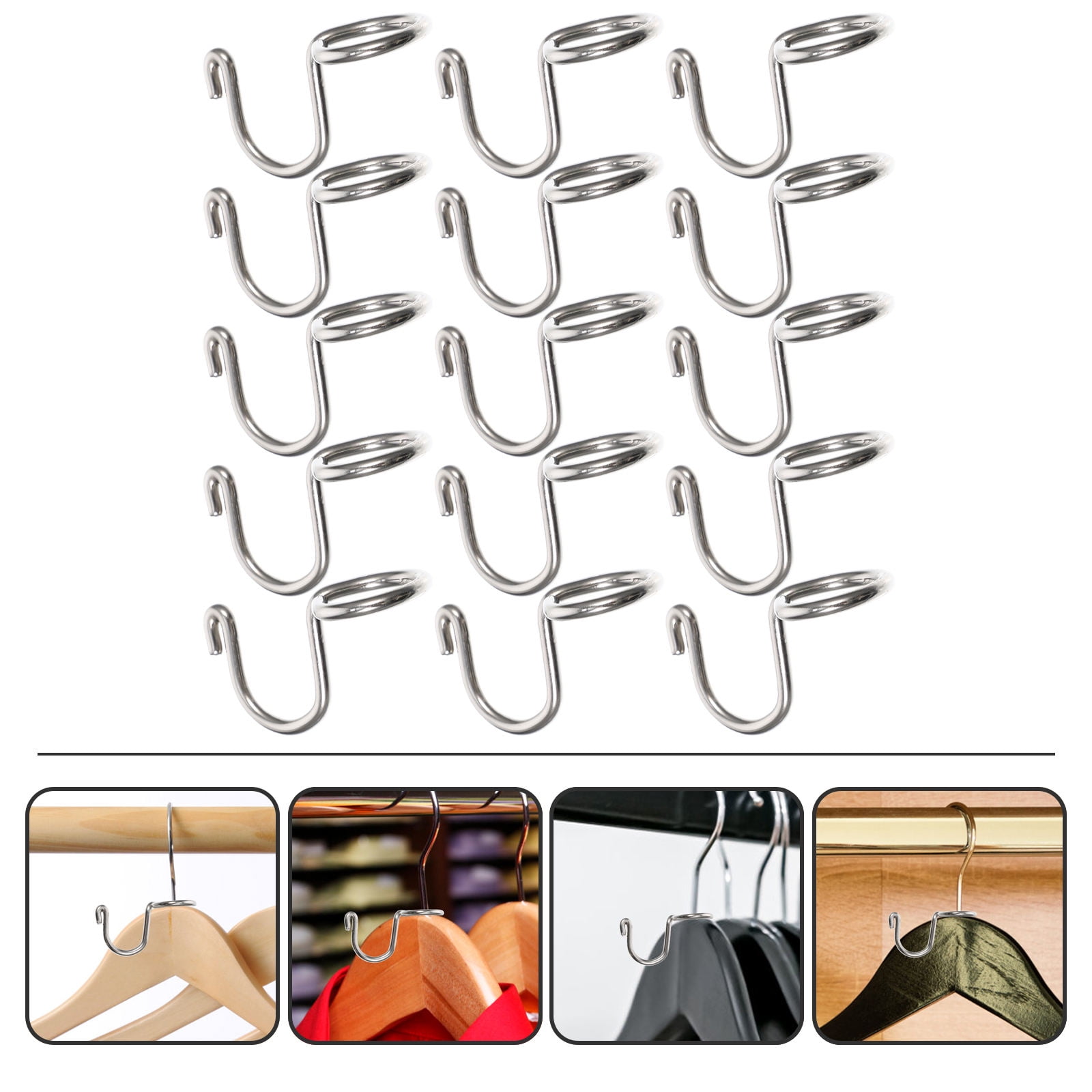 PAMINGONO 15Pcs Silver Stainless Steel Wardrobe Clothes Hanger ...