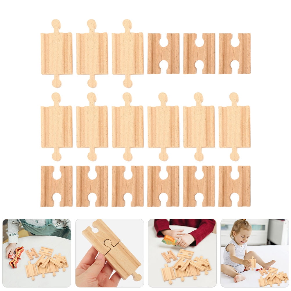 PAMINGONO Wood Train Track Connector Assorted Color 18pcs Expansion ...