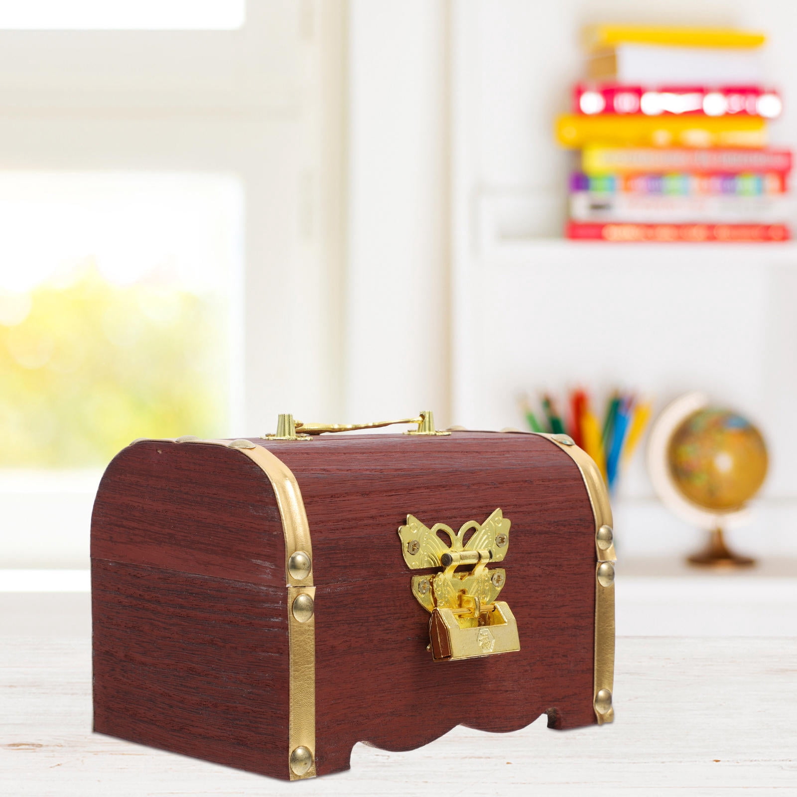 PAMINGONO 1Pack Decorative Money Box Brown Wood Material For Childs ...