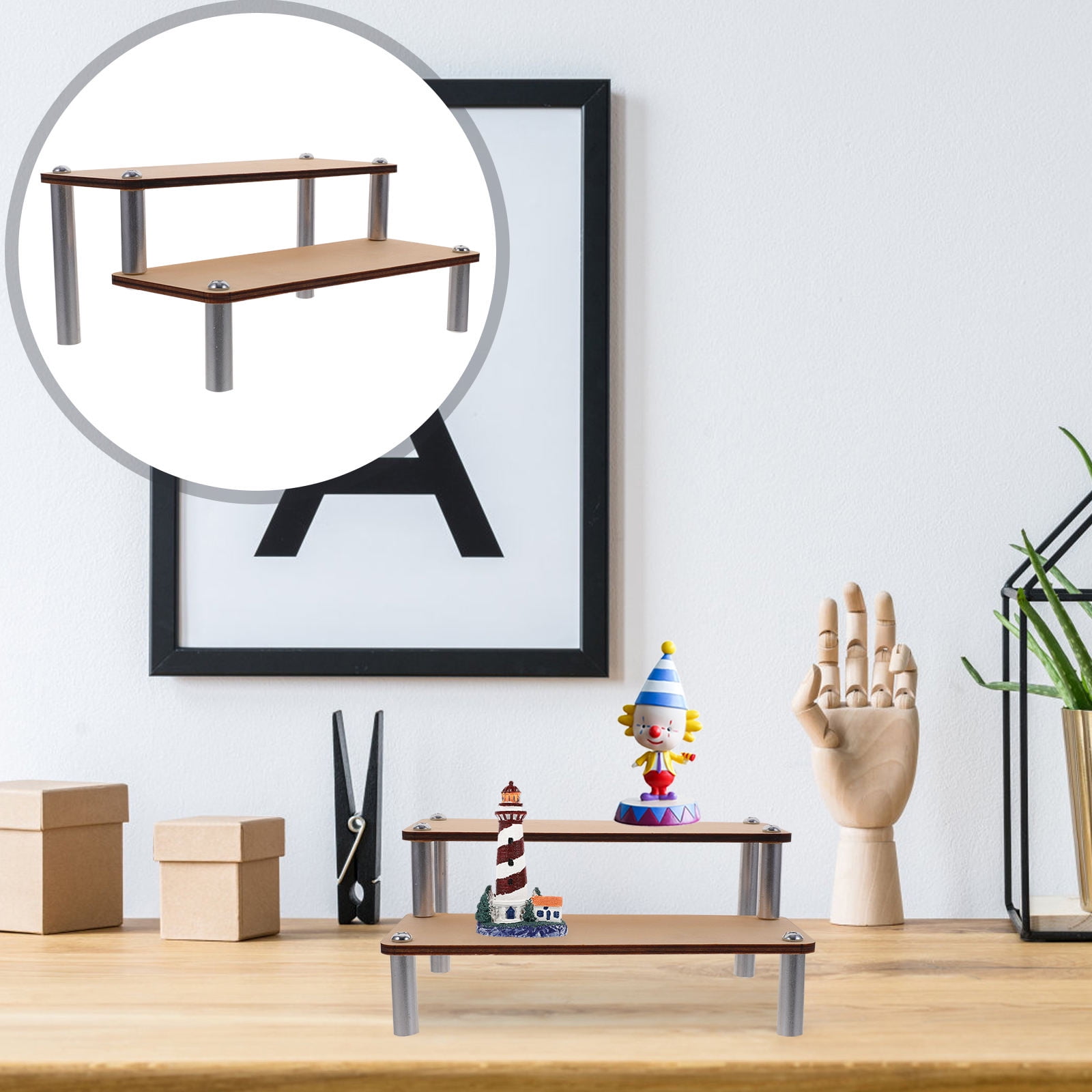 PAMINGONO 1Pack Display Stand Riser Display Shelf in Khaki for ...