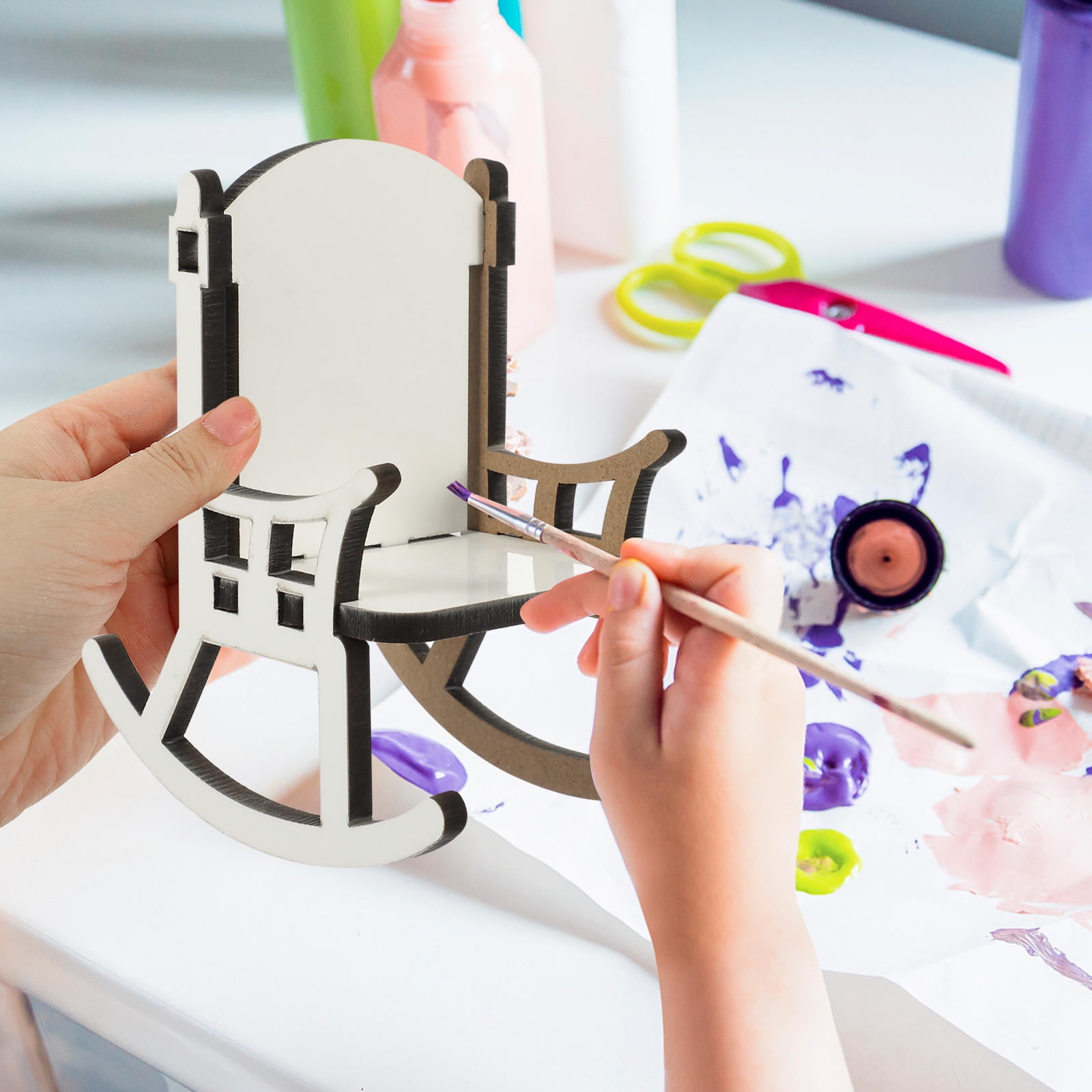 PAMINGONO Diy Enthusiasts Sublimation Chair Ornament White Wood 1Pcs ...