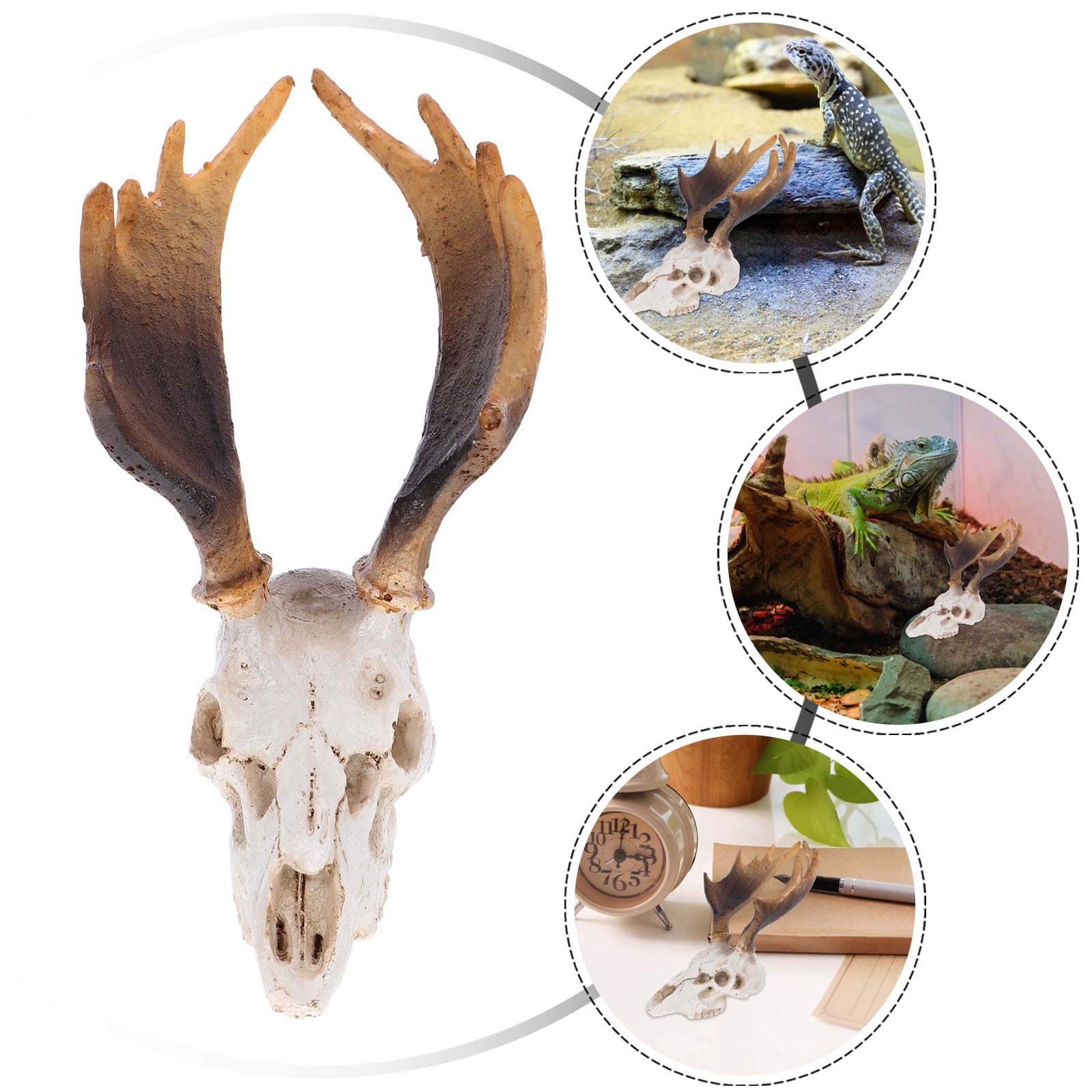 PAMINGONO 1Pack Fake Deer Skull Decor Resin Reptile Habitat Multi 6.7x3 ...