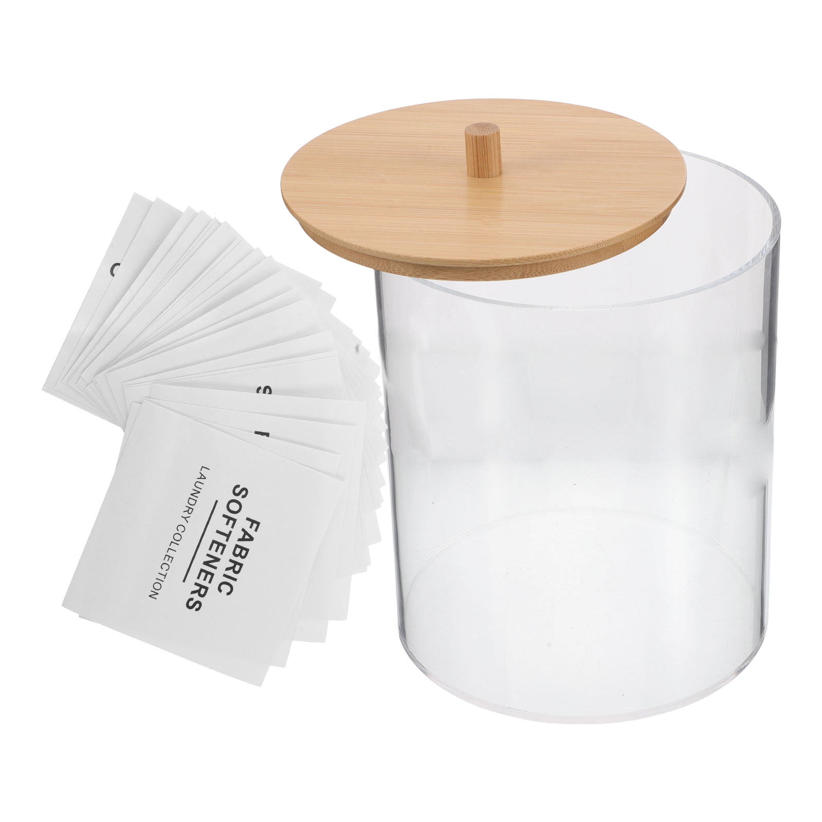 PAMINGONO 1Pack Holder Round Dryer Sheet Dispenser Acrylic Wood Storage ...