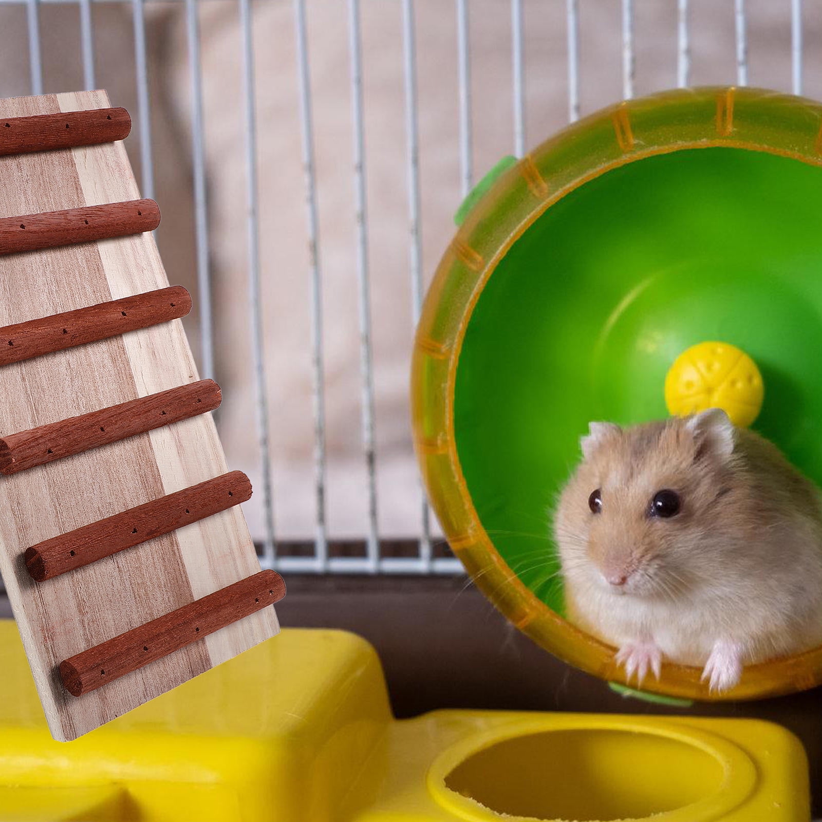 PAMINGONO Hamster Ladder Toy Khaki Wooden Climbing Accessory 1Pcs 22 ...
