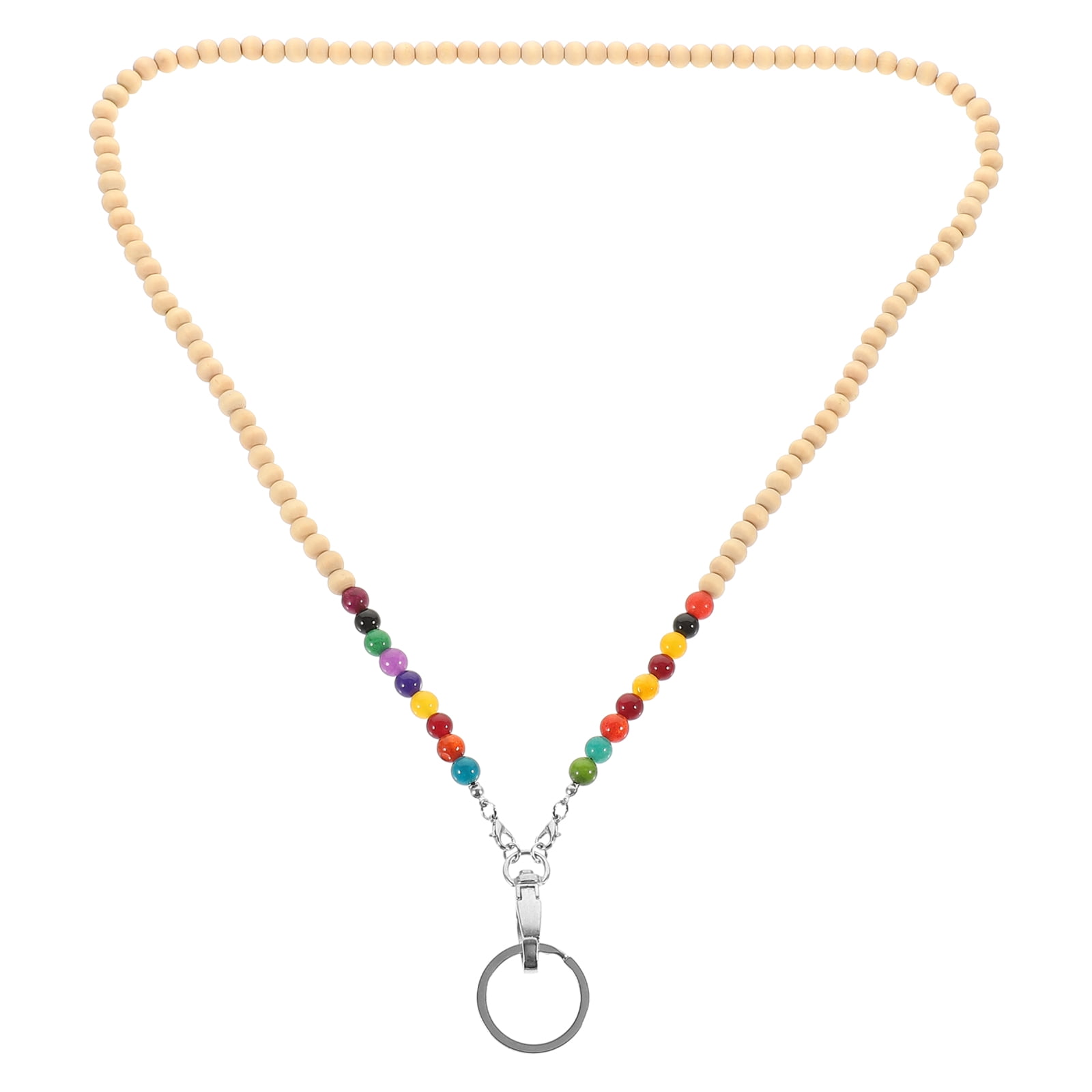 PAMINGONO 1Pack Multi-Colored Beaded Lanyard for ID Badges and Keychain ...