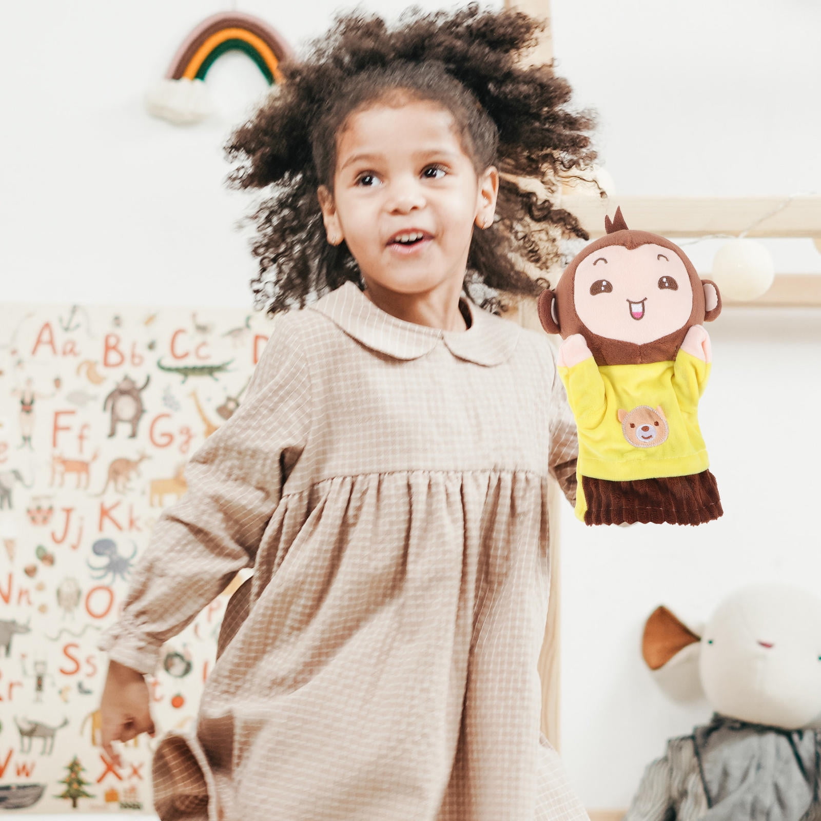 PAMINGONO 1Pack Plush Monkey Hand Puppet For Children Role Play And ...