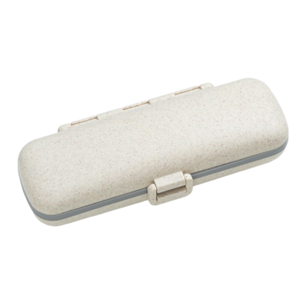 PAMINGONO 1Pack Rectangular Beige Pill Box Travel Medication Organizer ...