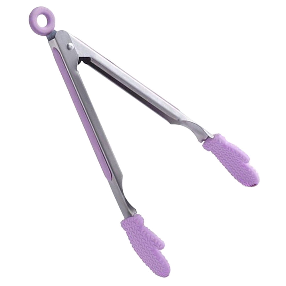 PAMINGONO 1Pack Silicone Cooking Utensils Set Purple Tong Shape for ...
