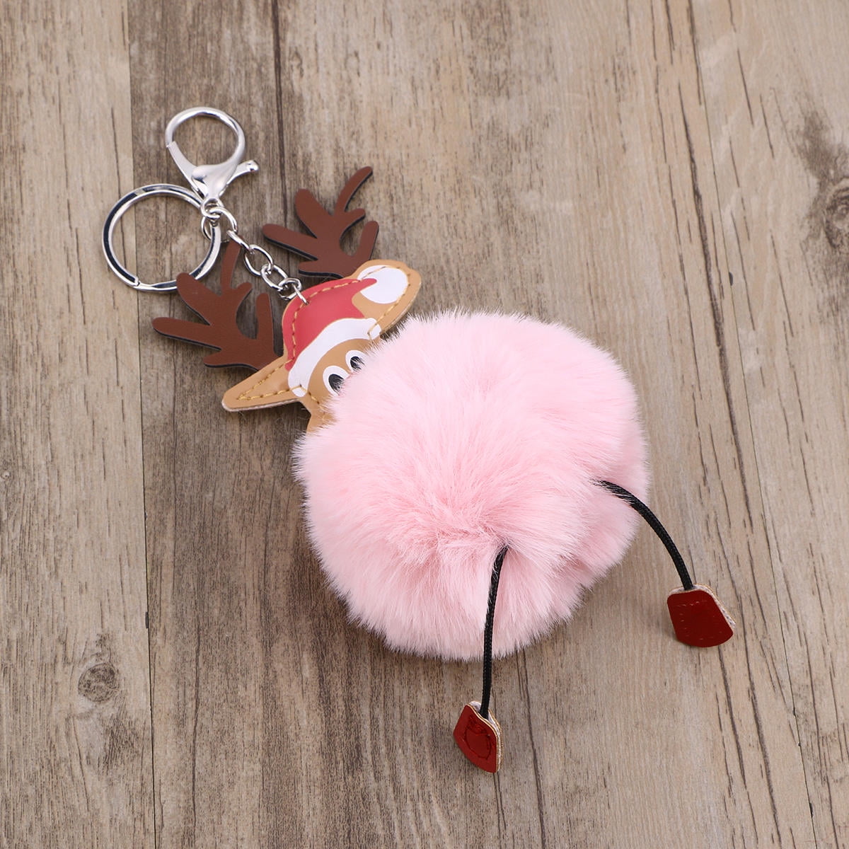 PAMINGONO 1Pack Stuffed Keychain Cartoon Elk Keychain Light Pink Plush ...