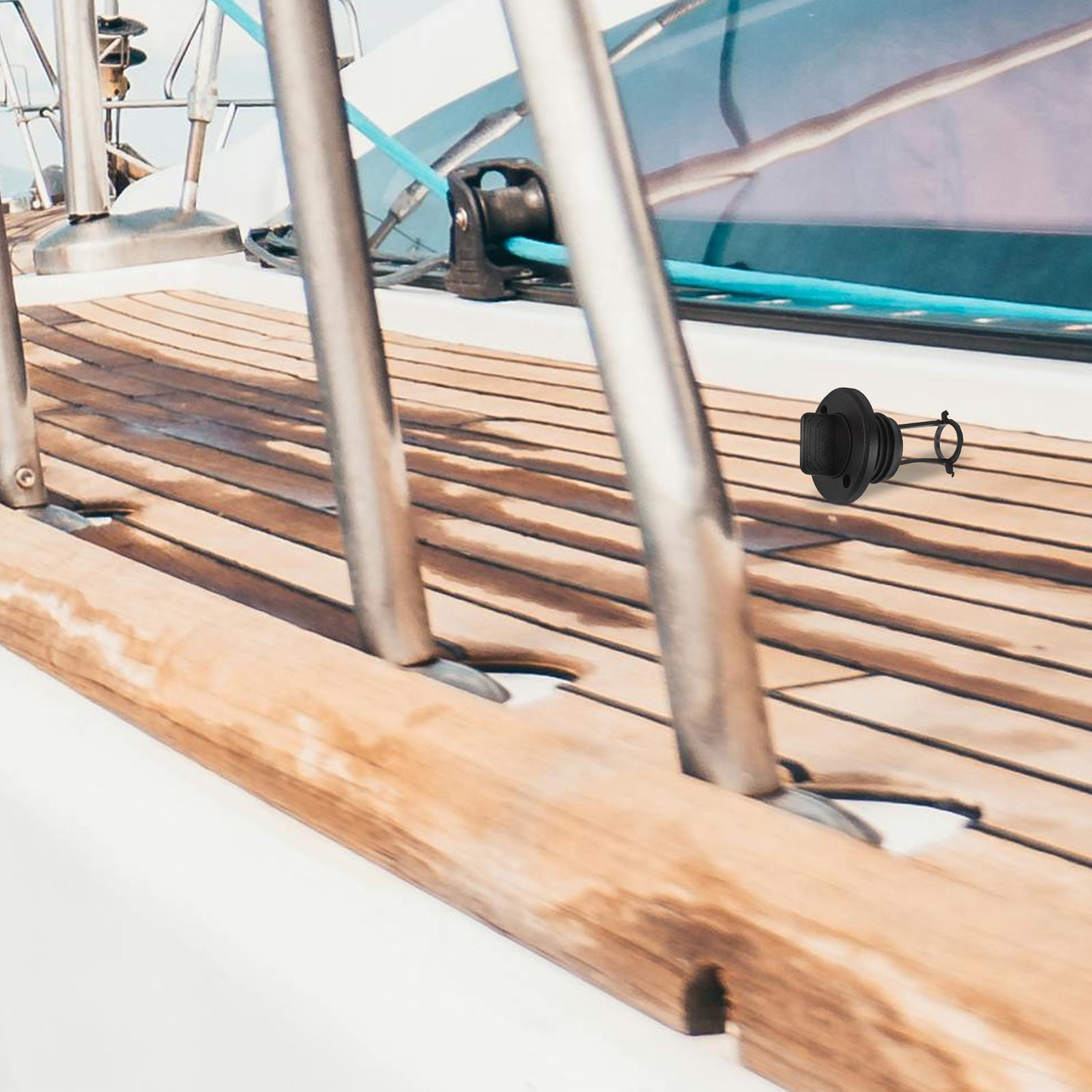 PAMINGONO 1Pack Waterproof Seal Round Black Plastic Drain Plug Suitable ...