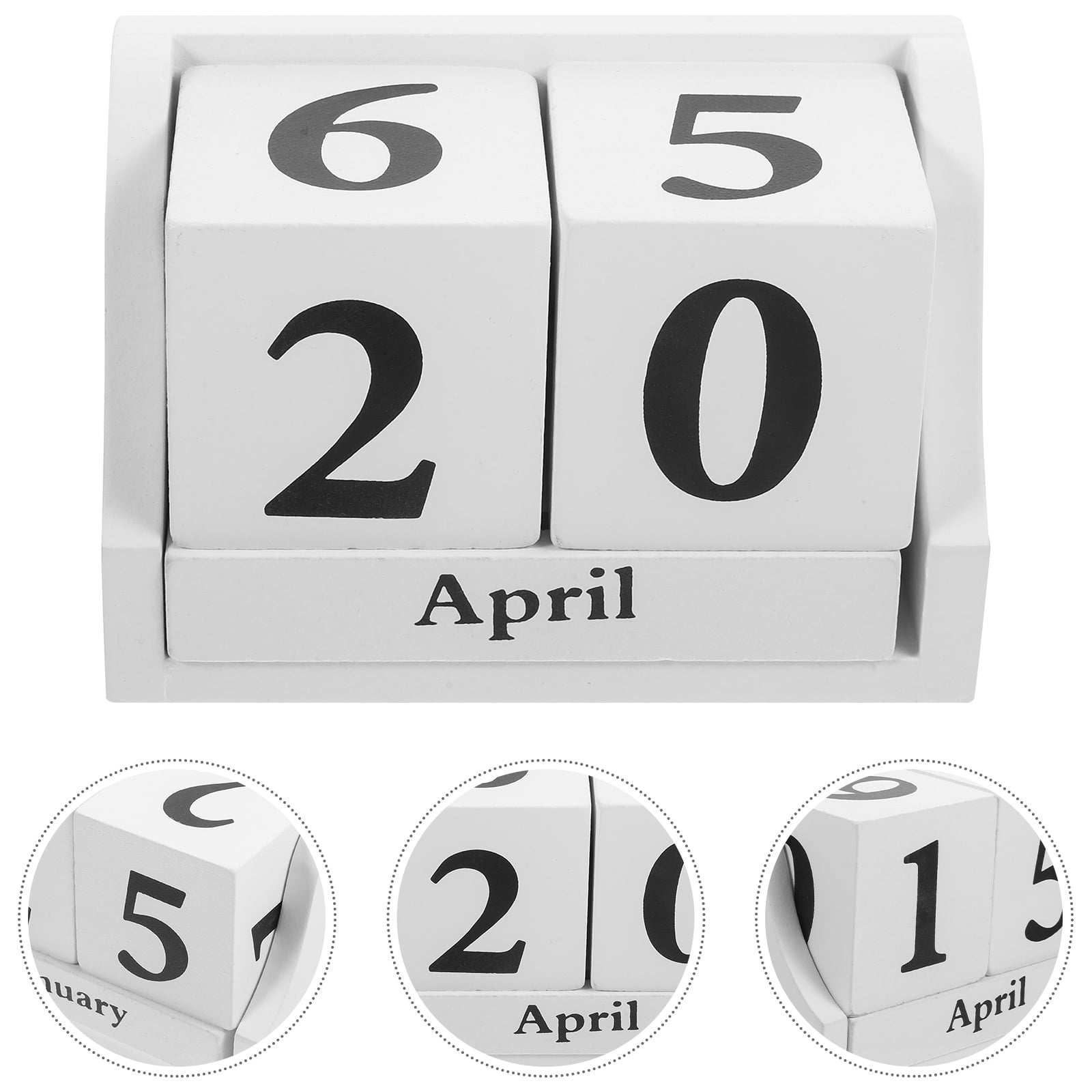 PAMINGONO Vintage Desk Calendar Perpetual Desk Calendar Wood Classic ...