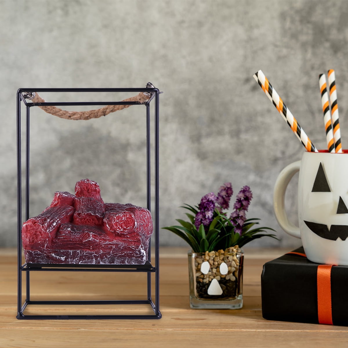 PAMINGONO 1Pc Artificial Fireplace Light In Resin And Metal With ...