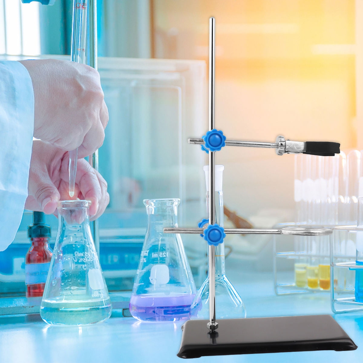 PAMINGONO 1Pc Lab Beaker Clamps Iron Stand for Scientists with Square ...