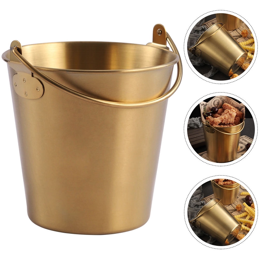 PAMINGONO Stainless Steel Chips Bucket Fries Bucket Golden 1Pcs ...