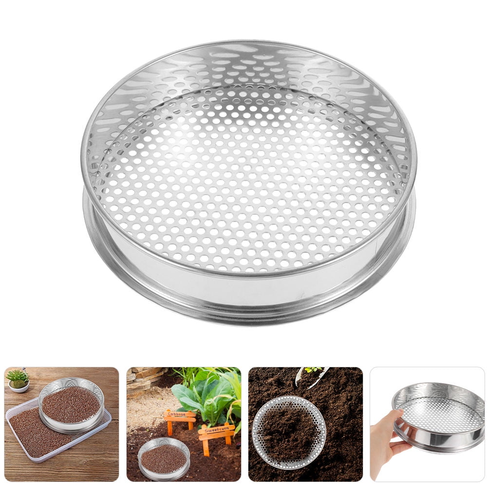 PAMINGONO 1Pcs Portable Metal Soil Sieve 7.86X7.86X2.16in Silver Round ...