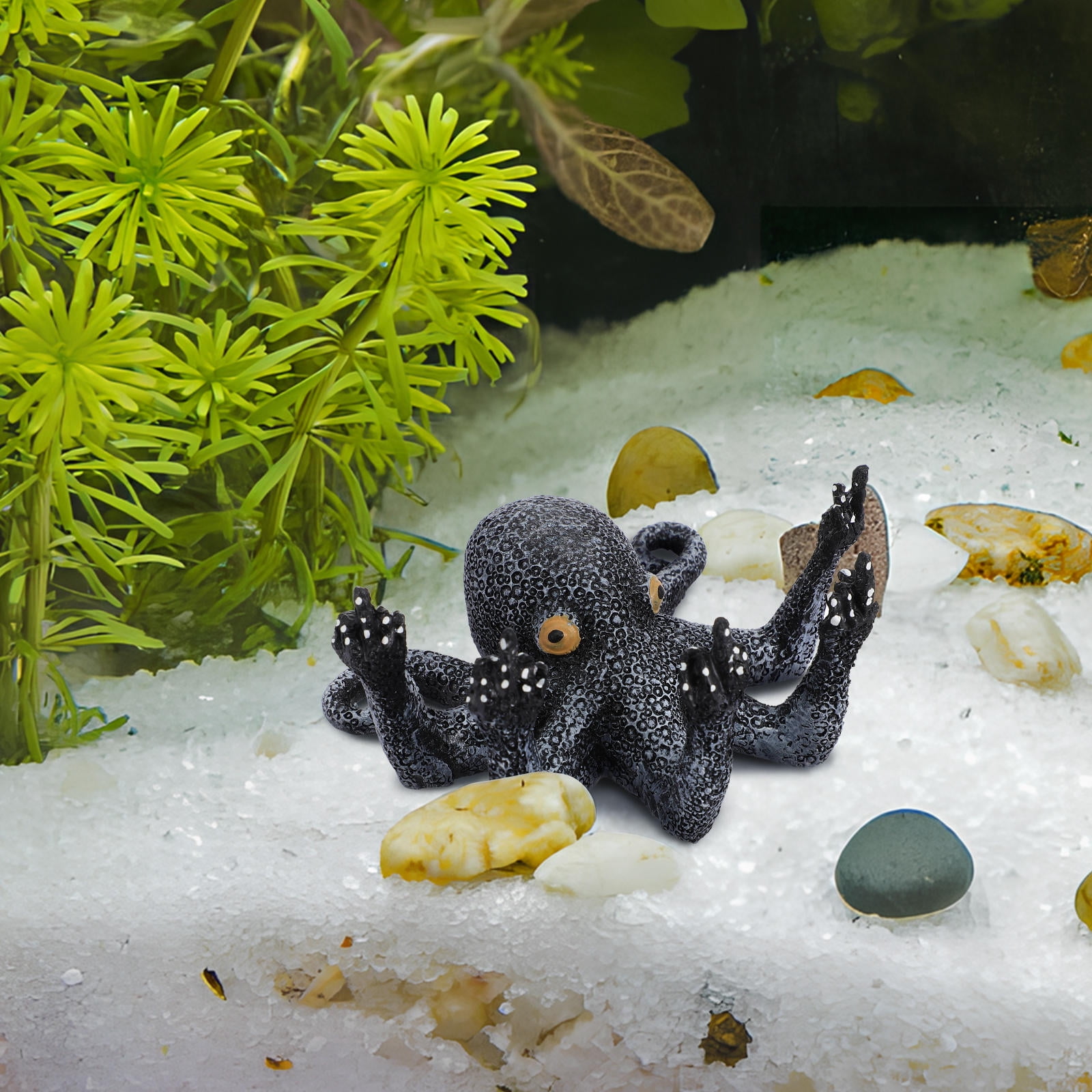 PAMINGONO 1Pcs Resin Octopus Figurine as Glowing Marimo for Fish Tanks ...