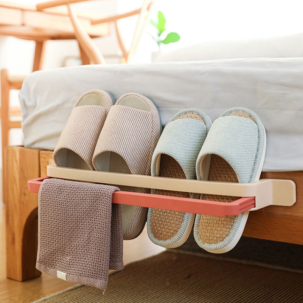 PAMINGONO 1Pcs Wall Mounted Slippers Rack Pink Plastic Organizer for ...