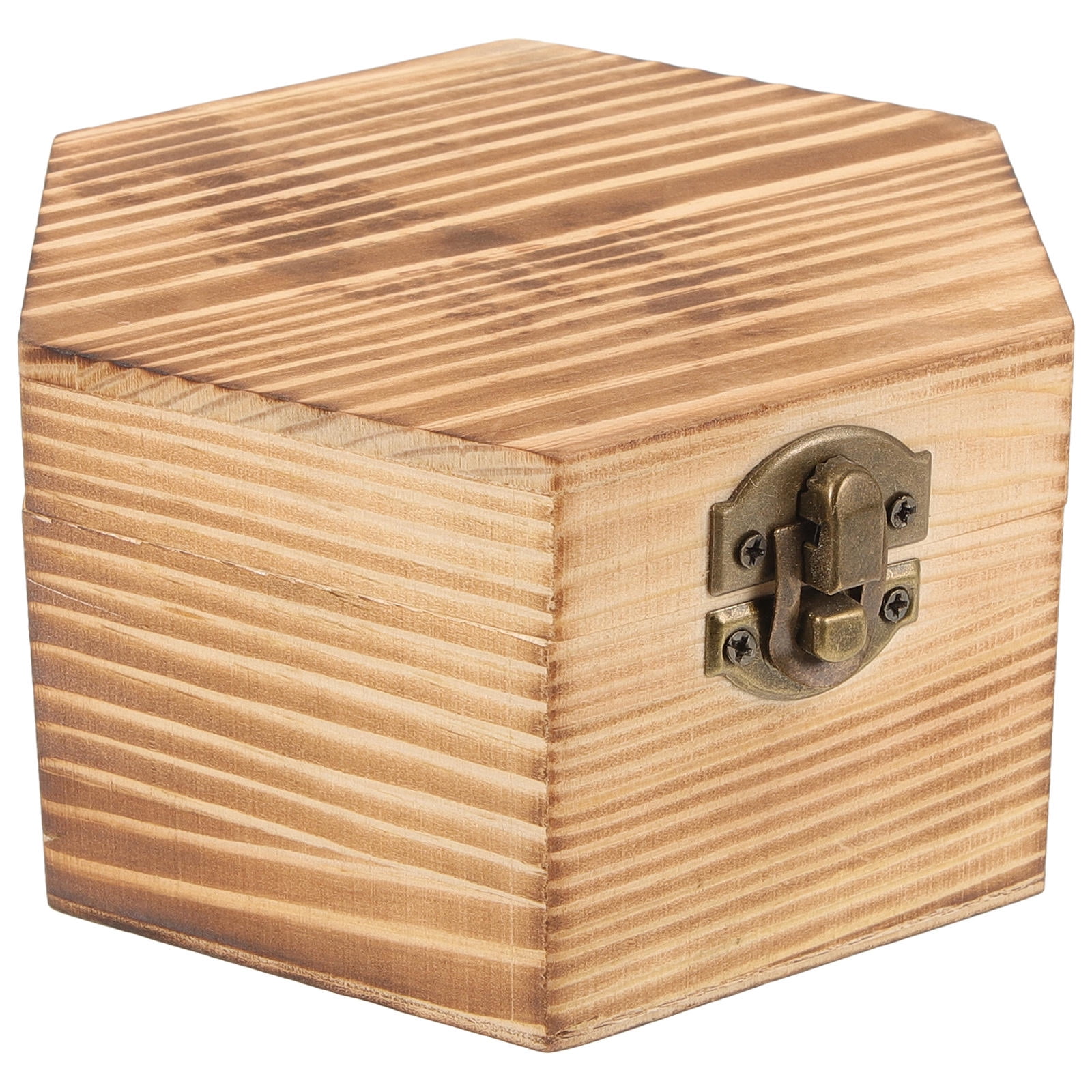 PAMINGONO 1Pcs Wood Treasure Box Hexagon Shape Pine Wood Storage For ...