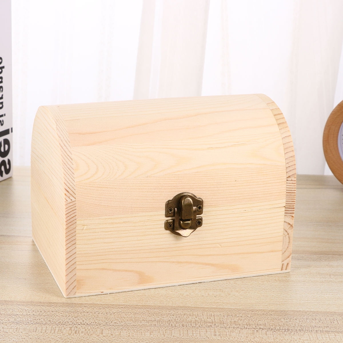 PAMINGONO 1Pcs Wooden Box Unfinished Arched Box For Home Shop Diy ...
