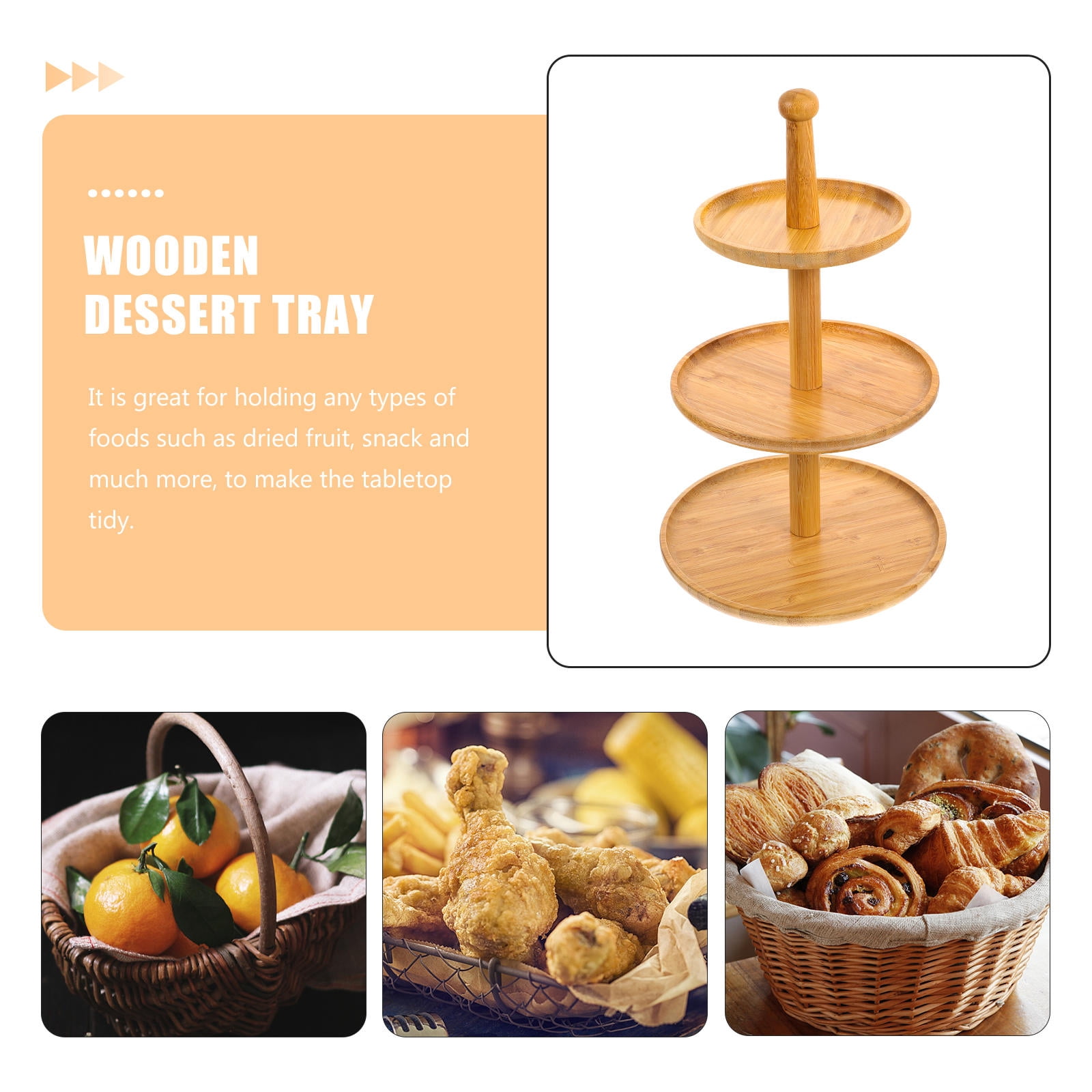 PAMINGONO 1Set Dessert Tray With Wood Material For And Bar Use ...