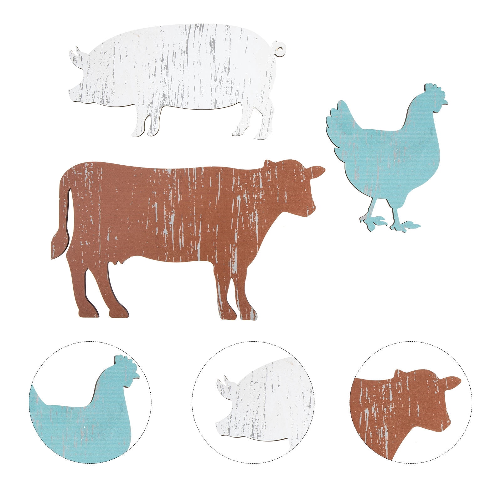 PAMINGONO 1Set Farmhouse Wall Decor Chicken Rustic Style Wooden Signs ...