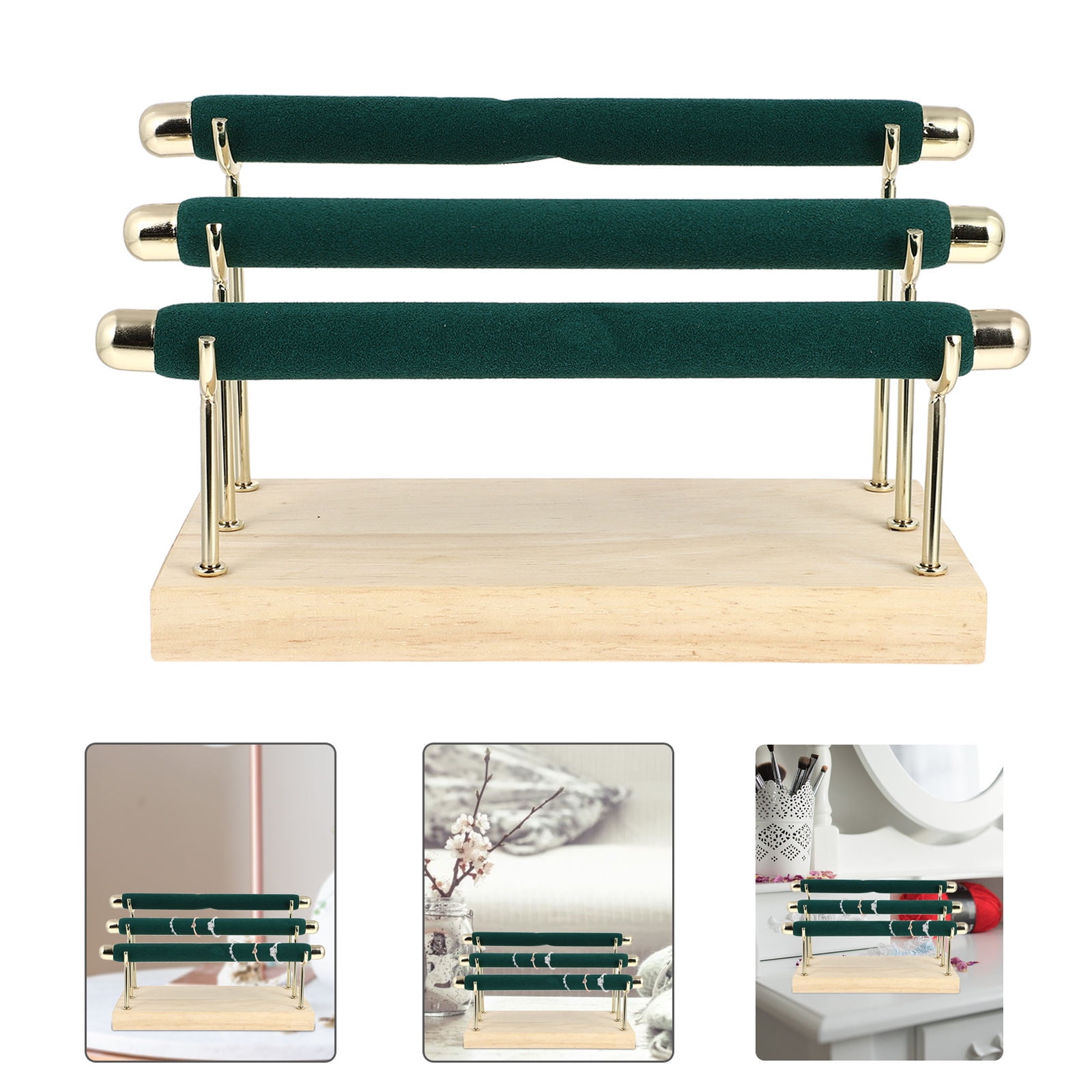 PAMINGONO 1Set Jewelry Display Holder Ring Rack Green Color Three ...