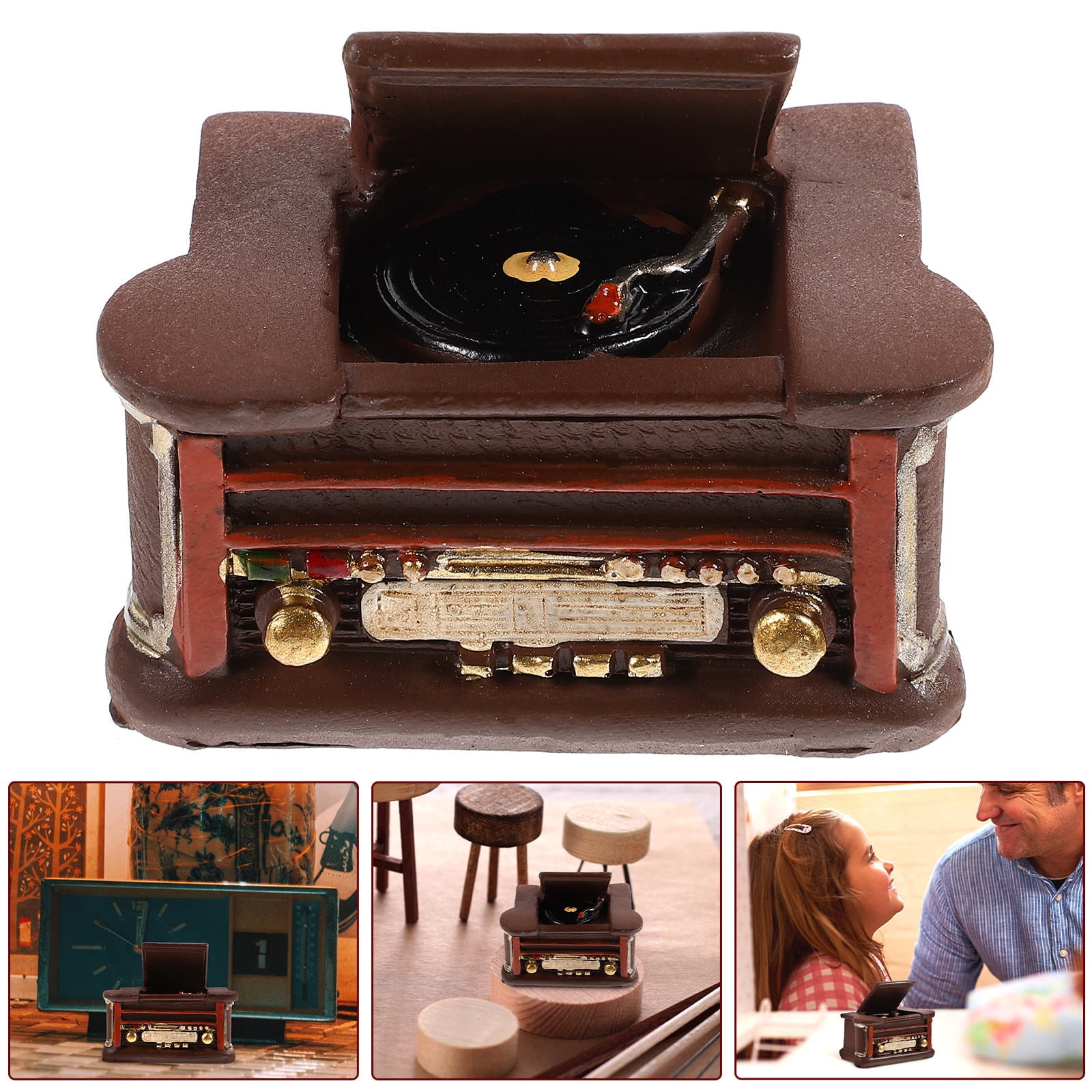 PAMINGONO 1Set Mini Record Player Model for Dollhouse and Creative Art ...