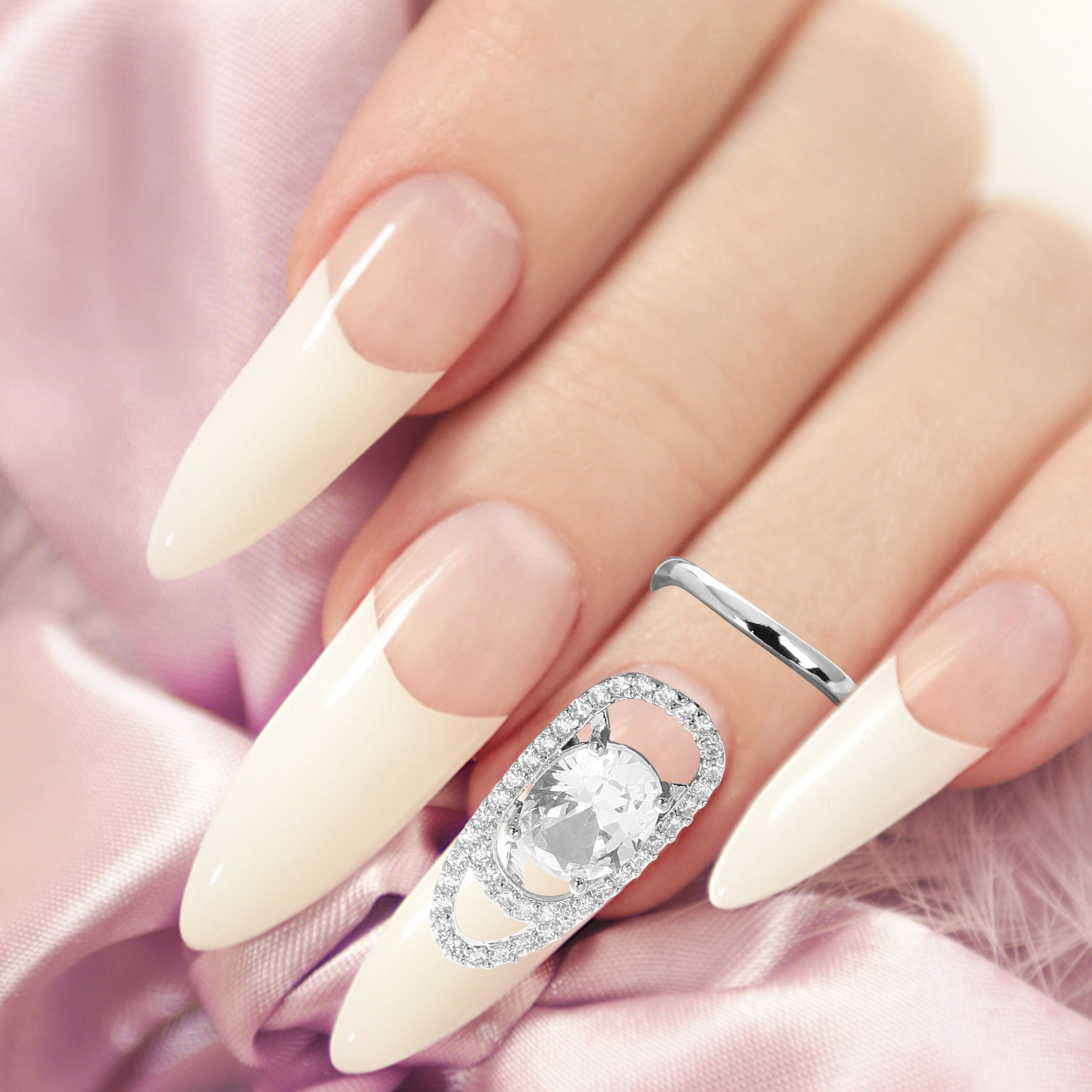 PAMINGONO 1Set Nail Rings Fingernails Ring 1.50X0.47X0.47In Crystal ...