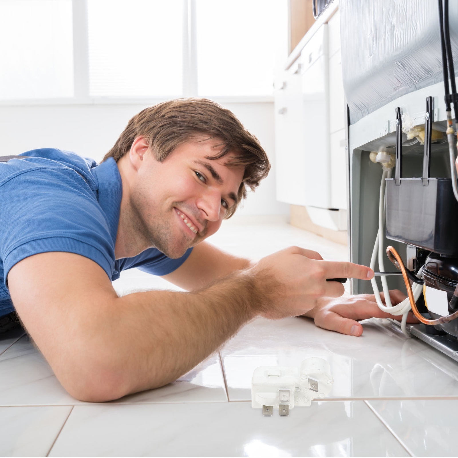 PAMINGONO 1Set PTC Starter Compressor Relay in White Plastic Metal for ...