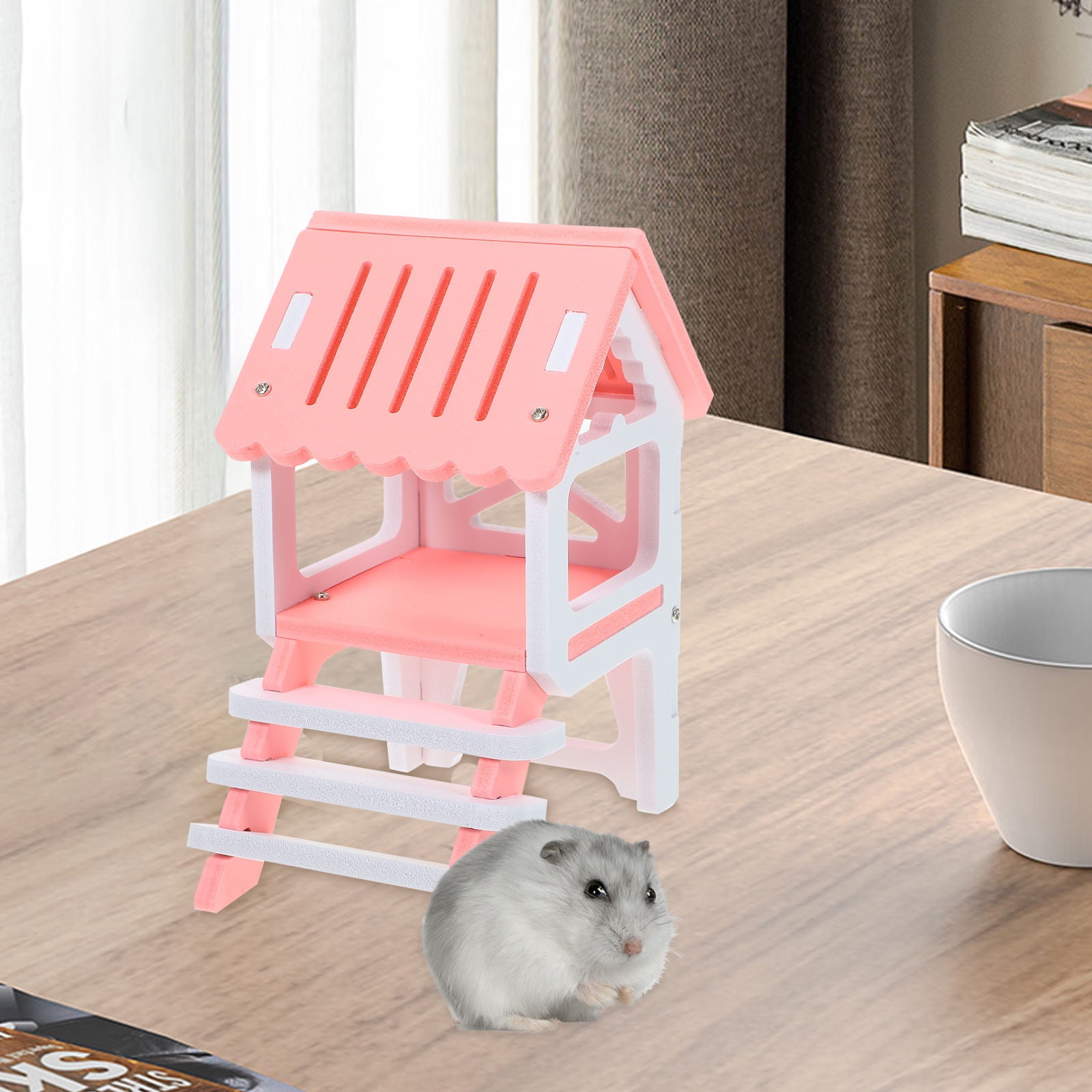 PAMINGONO 1Set Pink PVC Hamster Hideout with Ladder for Small Pets ...