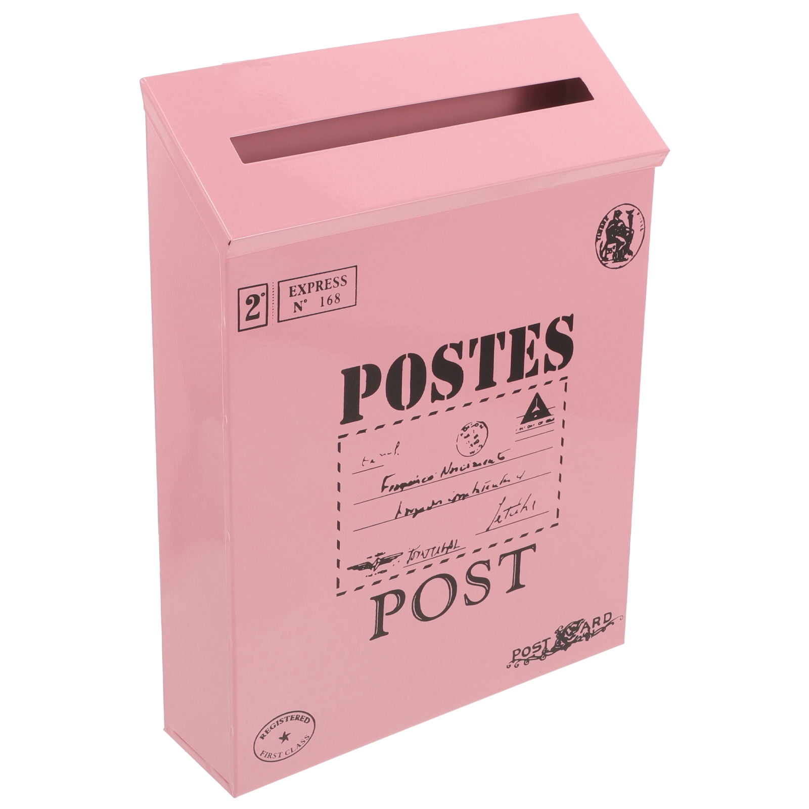PAMINGONO 1Set Post Wall Mount Mailbox Pink Iron Rectangular Shape With ...