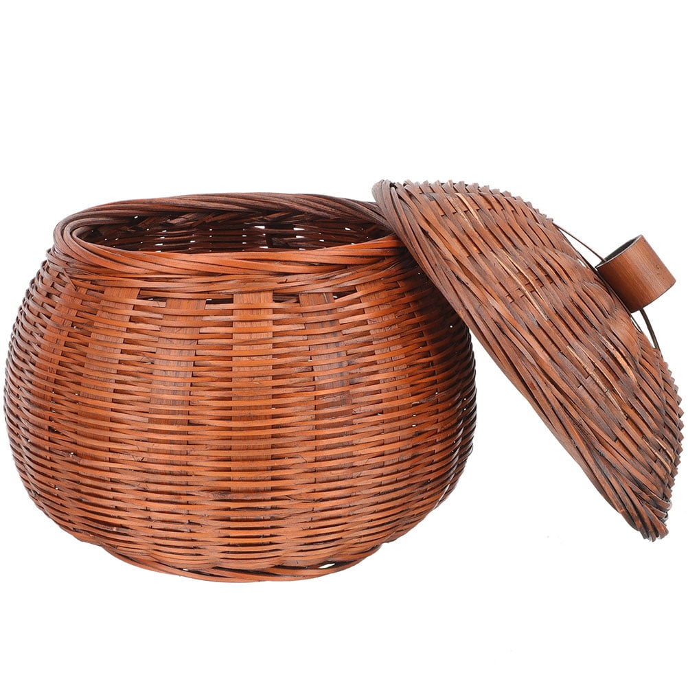 PAMINGONO Pumpkin Shaped Bamboo Basket Brown 1Pack 7.47X7.47X6.09in ...