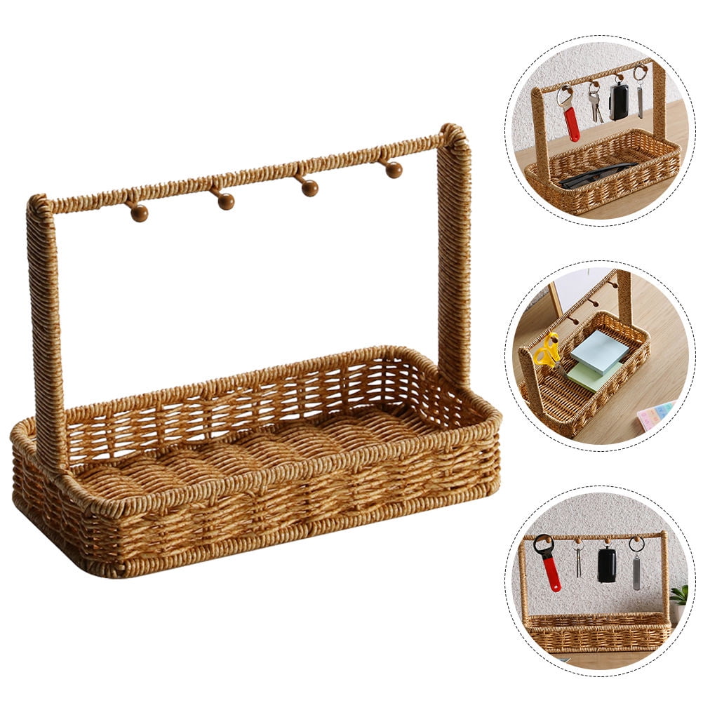 PAMINGONO Woven Sundries Basket Light Brown 1Pack Natural Style ...