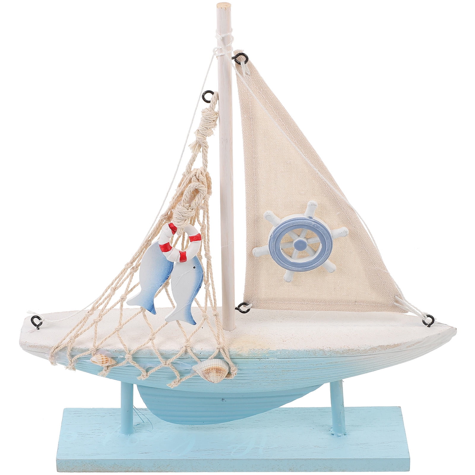 PAMINGONO 1Set Sailing Ship Model Realistic Shape Sky-Blue Wood ...