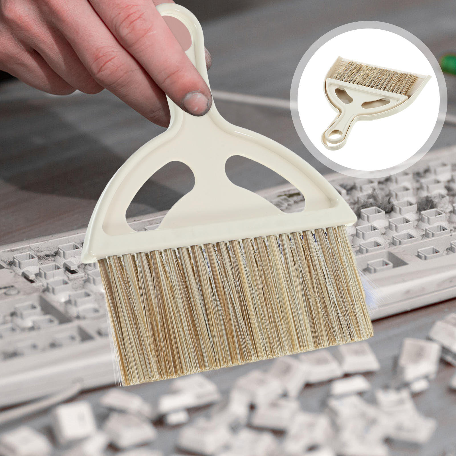 PAMINGONO 1Set Small Desk Cleaning Broom and Dustpan Set 7.9*6.7*1.2in ...