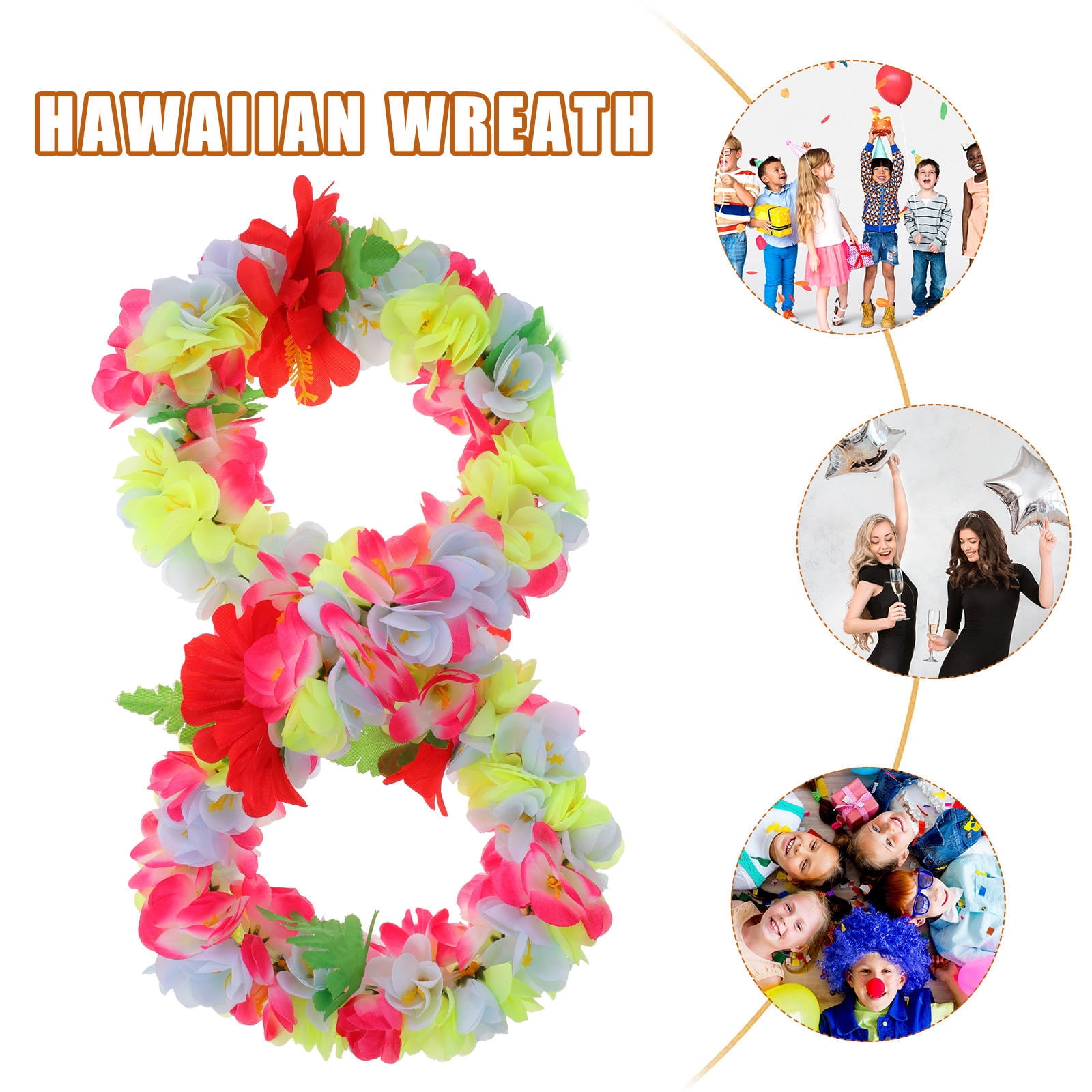 PAMINGONO 1Set Tropical Flower Garland Multi Color Circular Fabric for ...