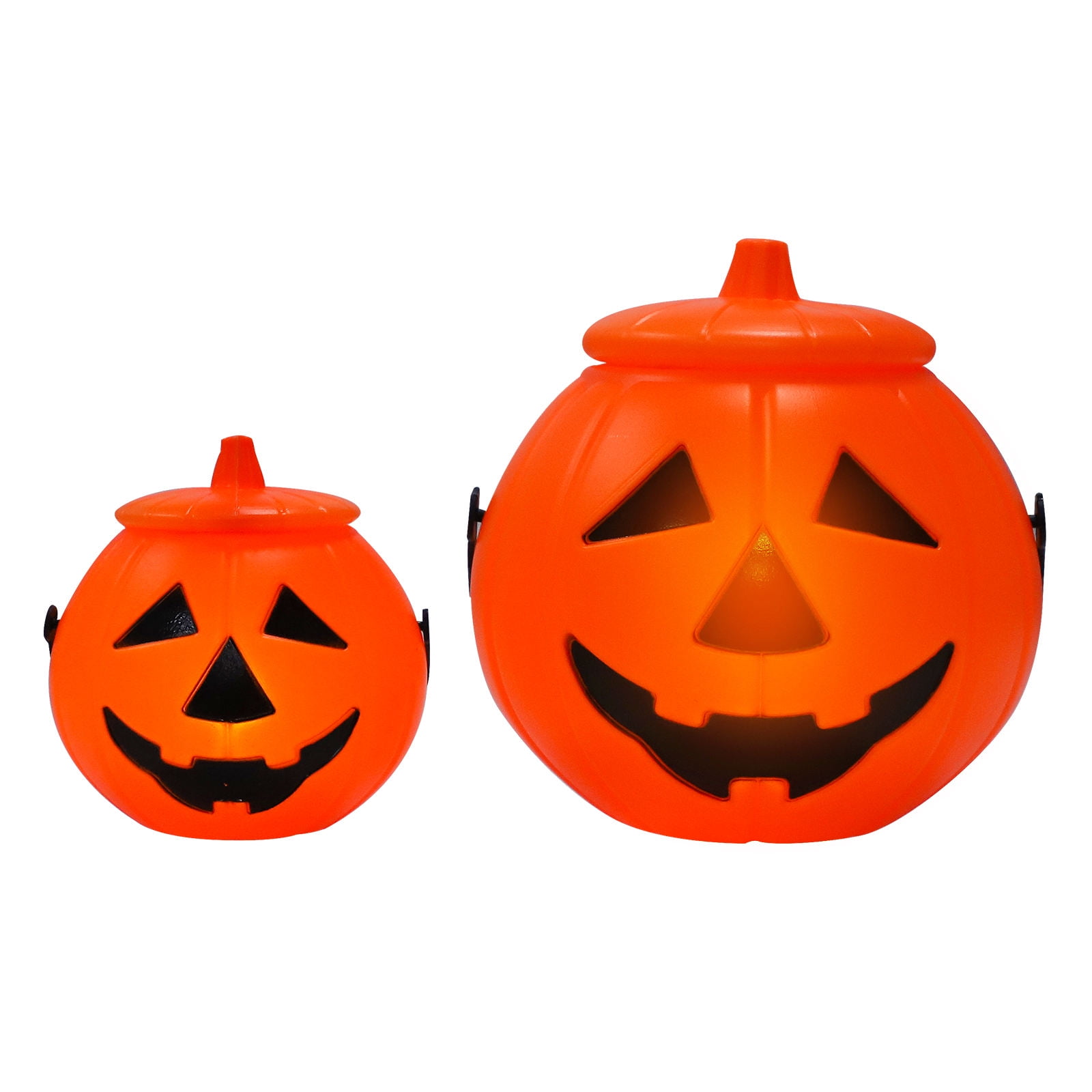 PAMINGONO 2 Sets Orange Plastic Pumpkin Pails For Festive Decorations ...