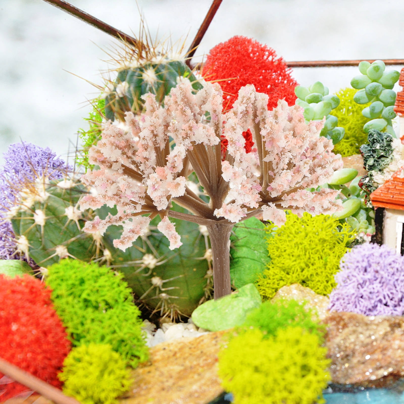 PAMINGONO Pink Mini Cherry Blossom Tree Set 20Pack Architectural Model Enhancement 2.4×2.4×2.2in ...